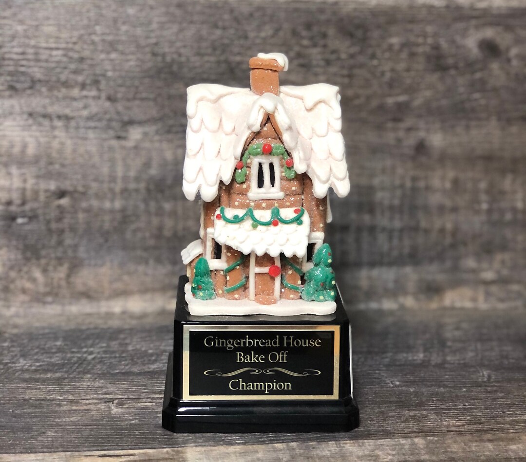 Gingerbread House Trophy Cookie Bake off Trophy 9" Ugly Sweater Pretzel House Trophy Christmas ...