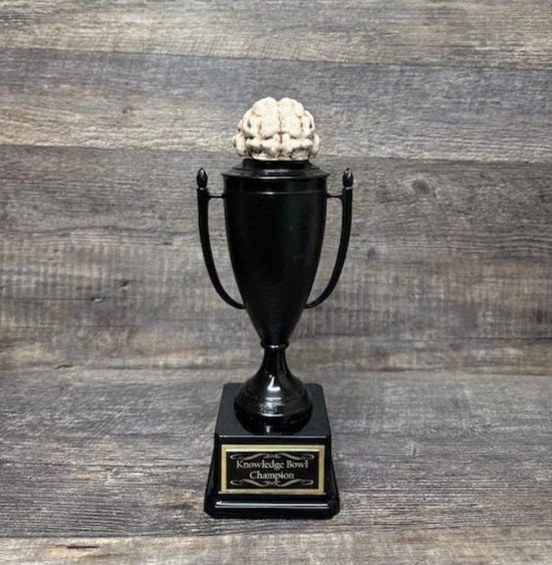 Funny Trivia Night Trophy Knowledge Bowl Brain Family Game Night Trophy ...