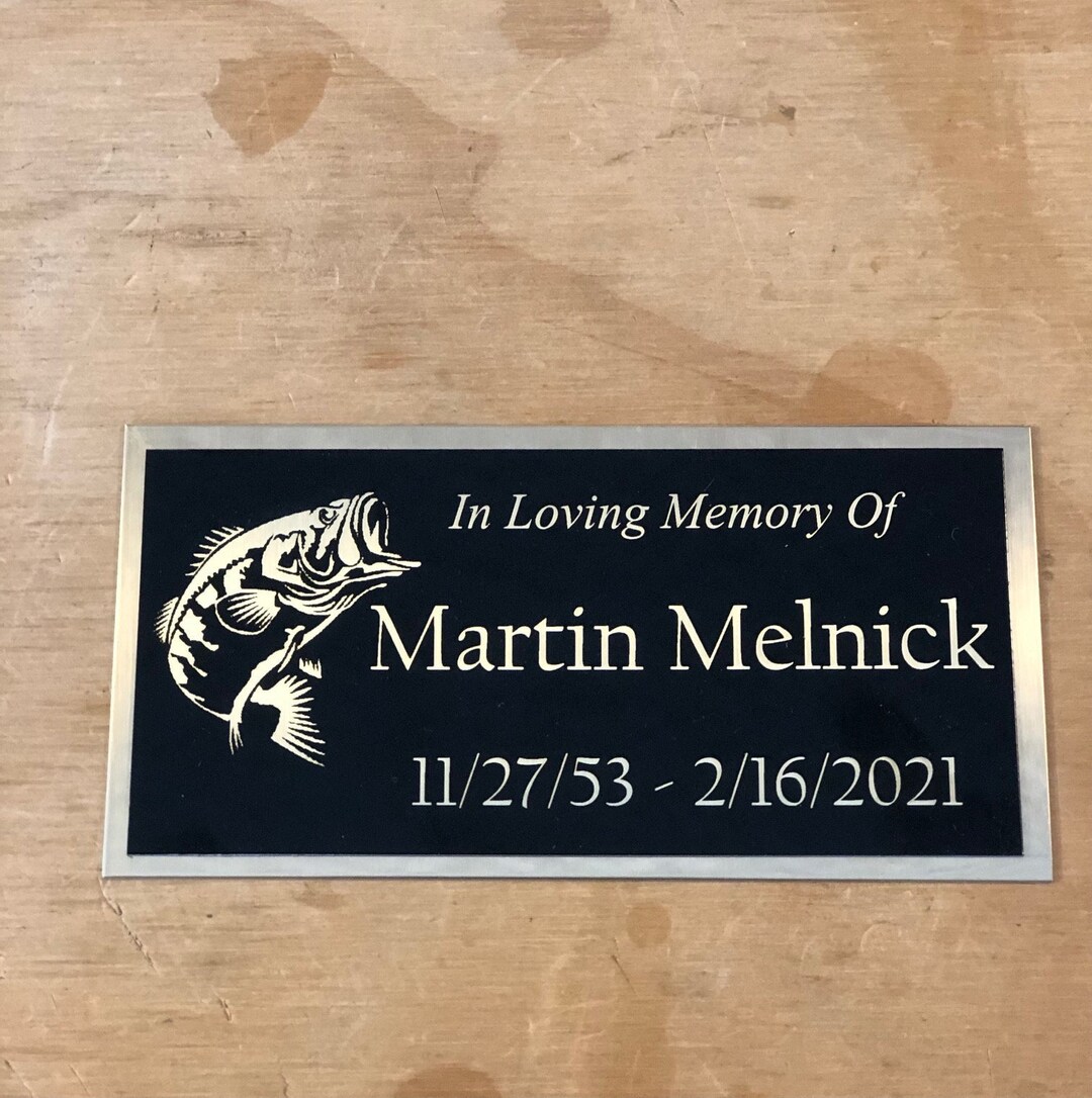 Memorial Plate Urn Plaque Custom Engraved Name Plate Cremation Urn Fish ...