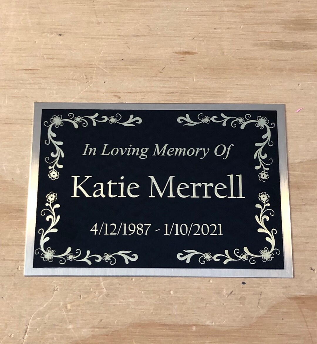 Custom Engraved in Loving Memory of Name Plate Cremation Urn FLORAL ...
