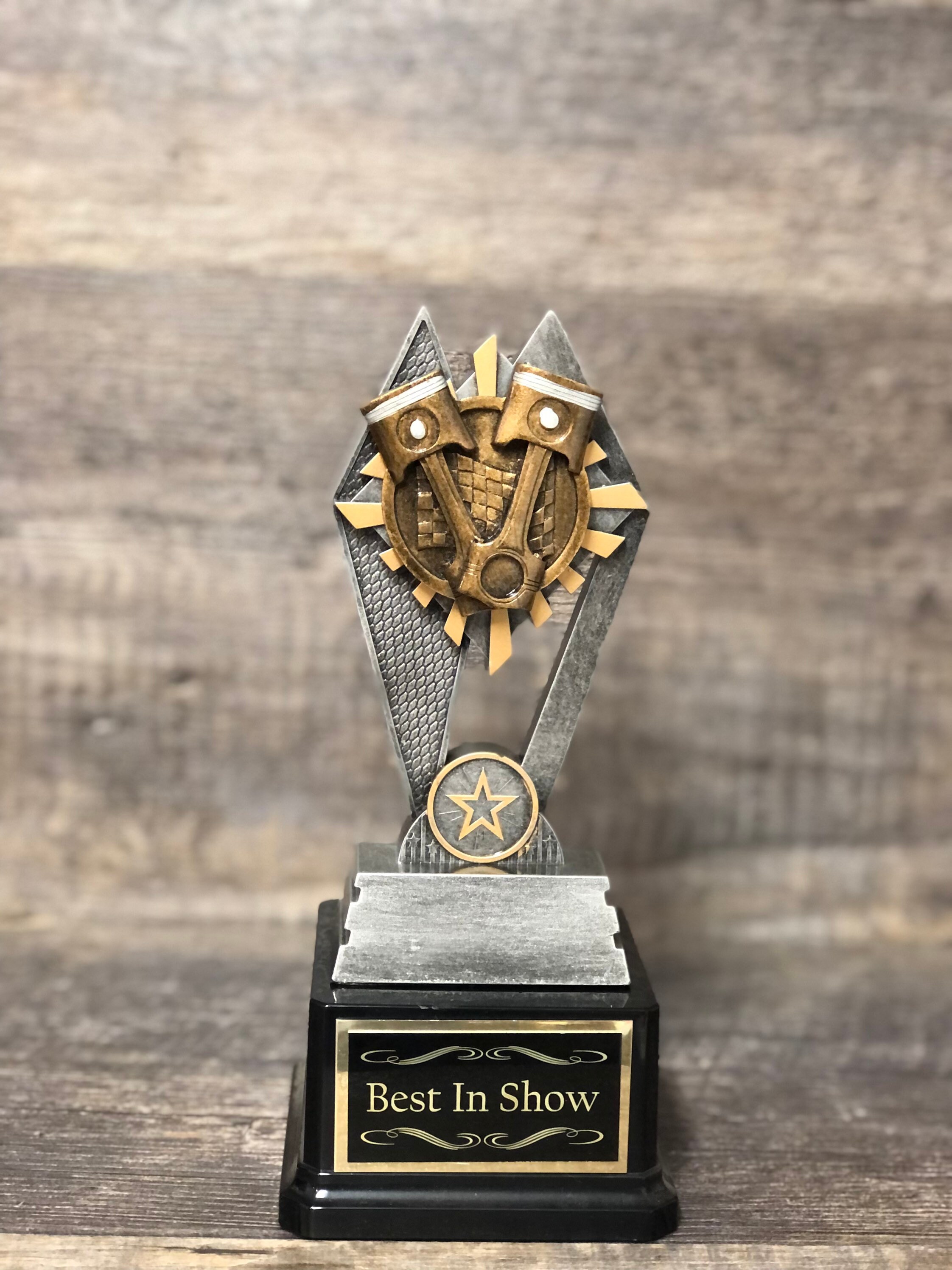Car Show Trophy 9.5" Rods & Pistons Racing Trophy Hot Rod Trophy Silver ...