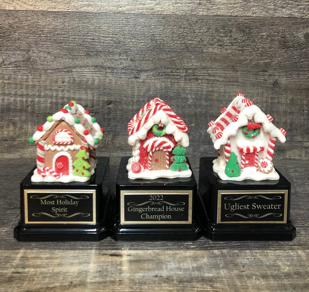 Gingerbread House Trophy Set of 3 Christmas Cookie Decorating Champion ...