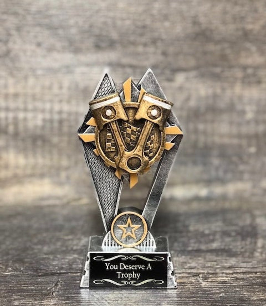 Car Show Trophy 7" Rods & Pistons Hot Rod Racing Trophy Silver Piston ...