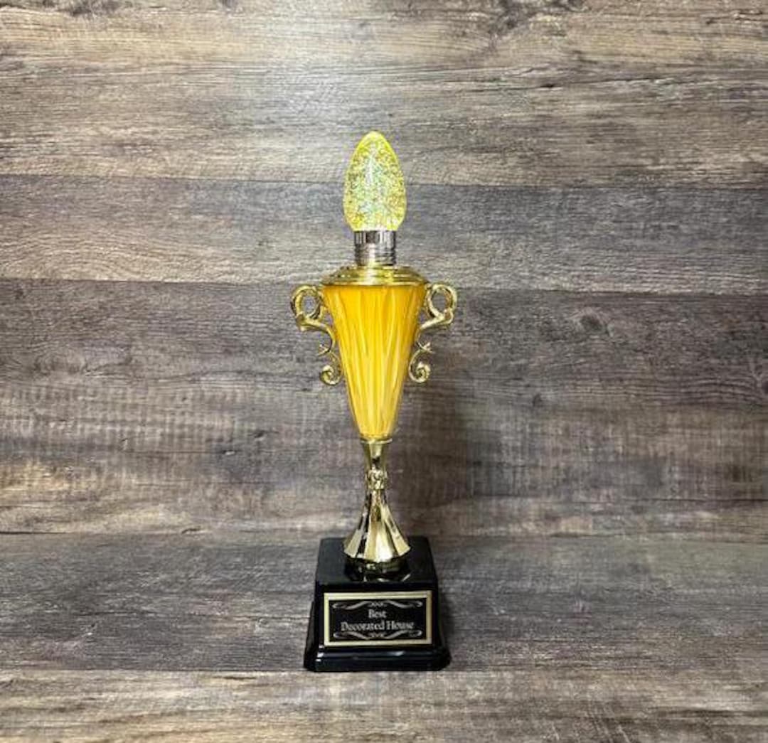 Christmas Trophy LIGHT UP Christmas Ornament YELLOW Bulb Trophy Best ...