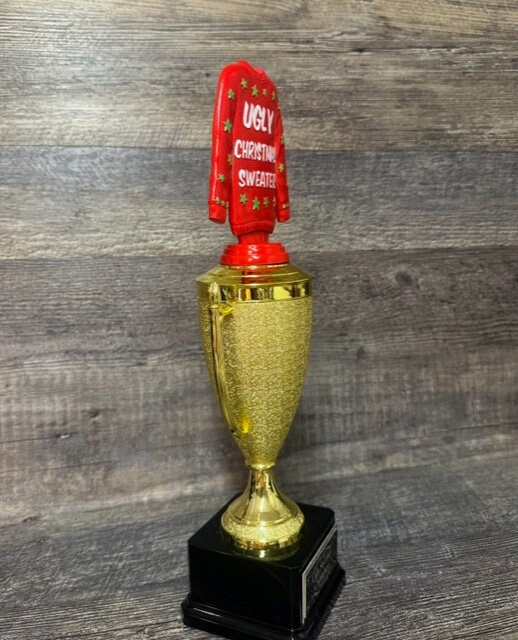 Ugly Sweater Trophy Contest HAND PAINTED & Double Sided Sweater Trophy ...