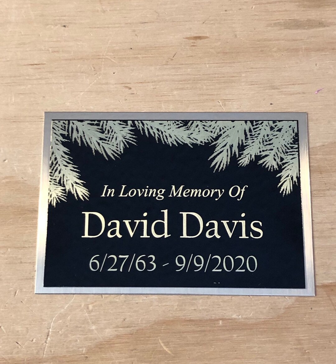 Custom Engraved Name Plate Cremation Urn PINE BRANCHES Memorial Urn Tag ...