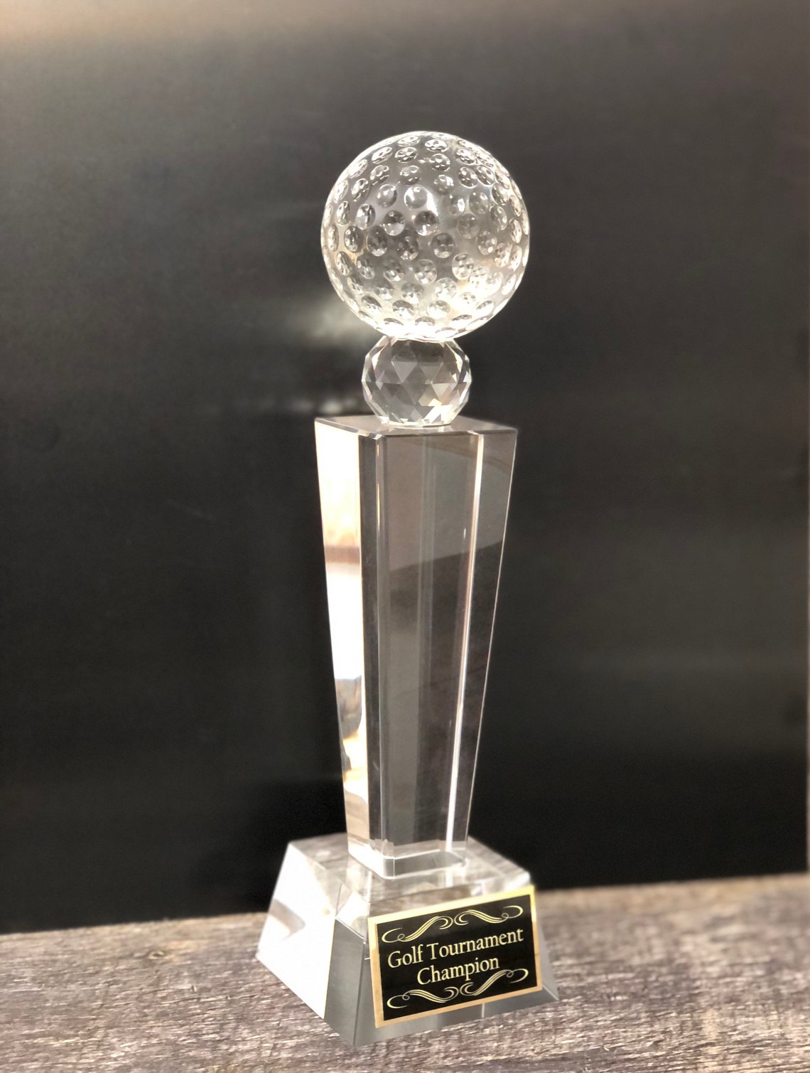 CRYSTAL Golf Trophy Cup Tournament Trophy 11.5" With Satin Lined Gift ...