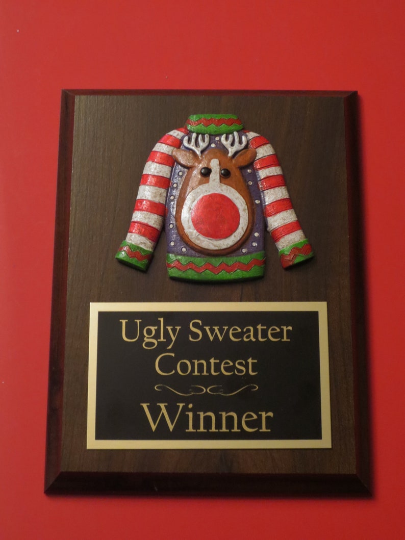 Ugliest Ugly Sweater Christmas Trophy Plaque Best Decorated - Etsy