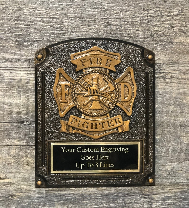 Fireman Trophy Plaque Fire Chief Award Recognition Years of - Etsy