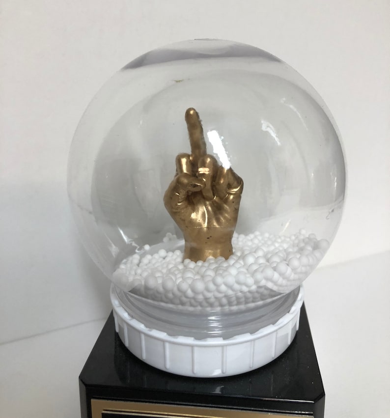 Middle Finger © Snow Globe Funny Trophy Christmas Gag Gift Secret Santa ...