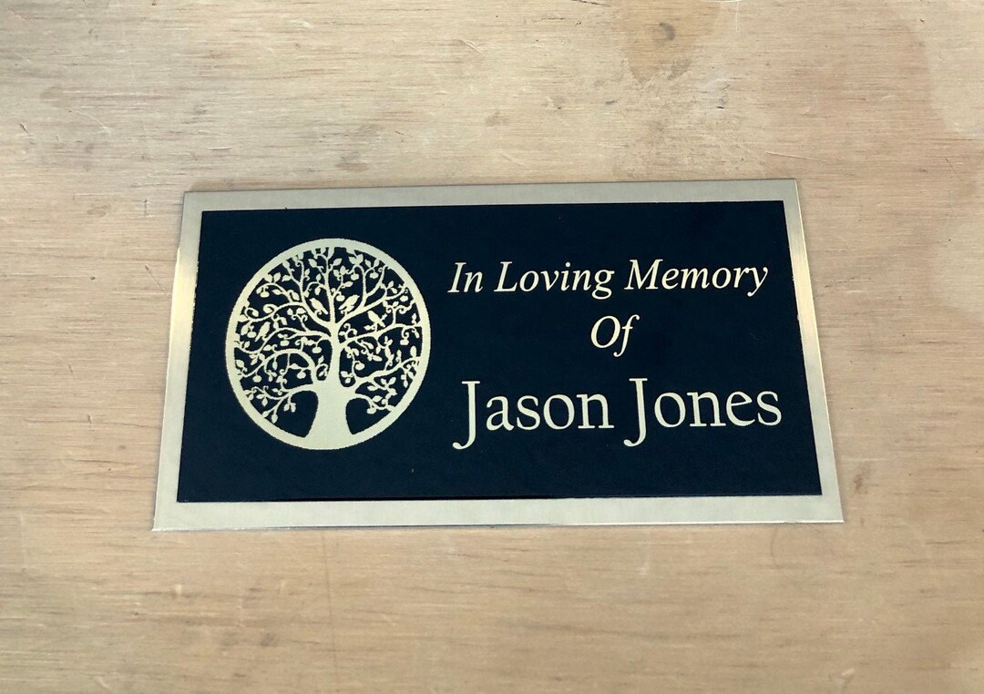 Custom Engraved Name Plate Tree of Life Cremation Urn Memorial Plaque ...