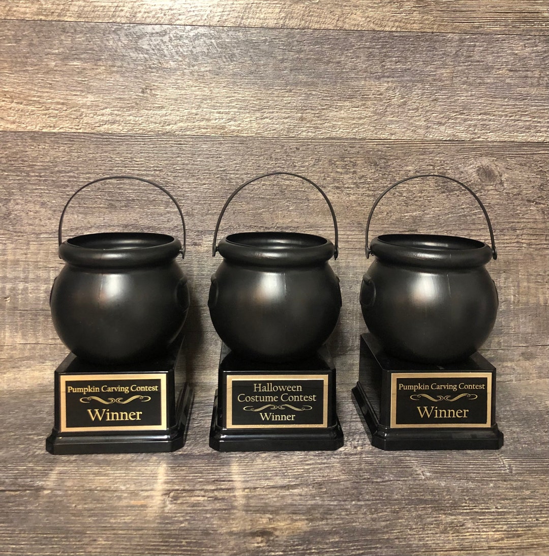 Halloween Trophy THREE Cauldron Treat Trophies Pumpkin Carving Contest ...