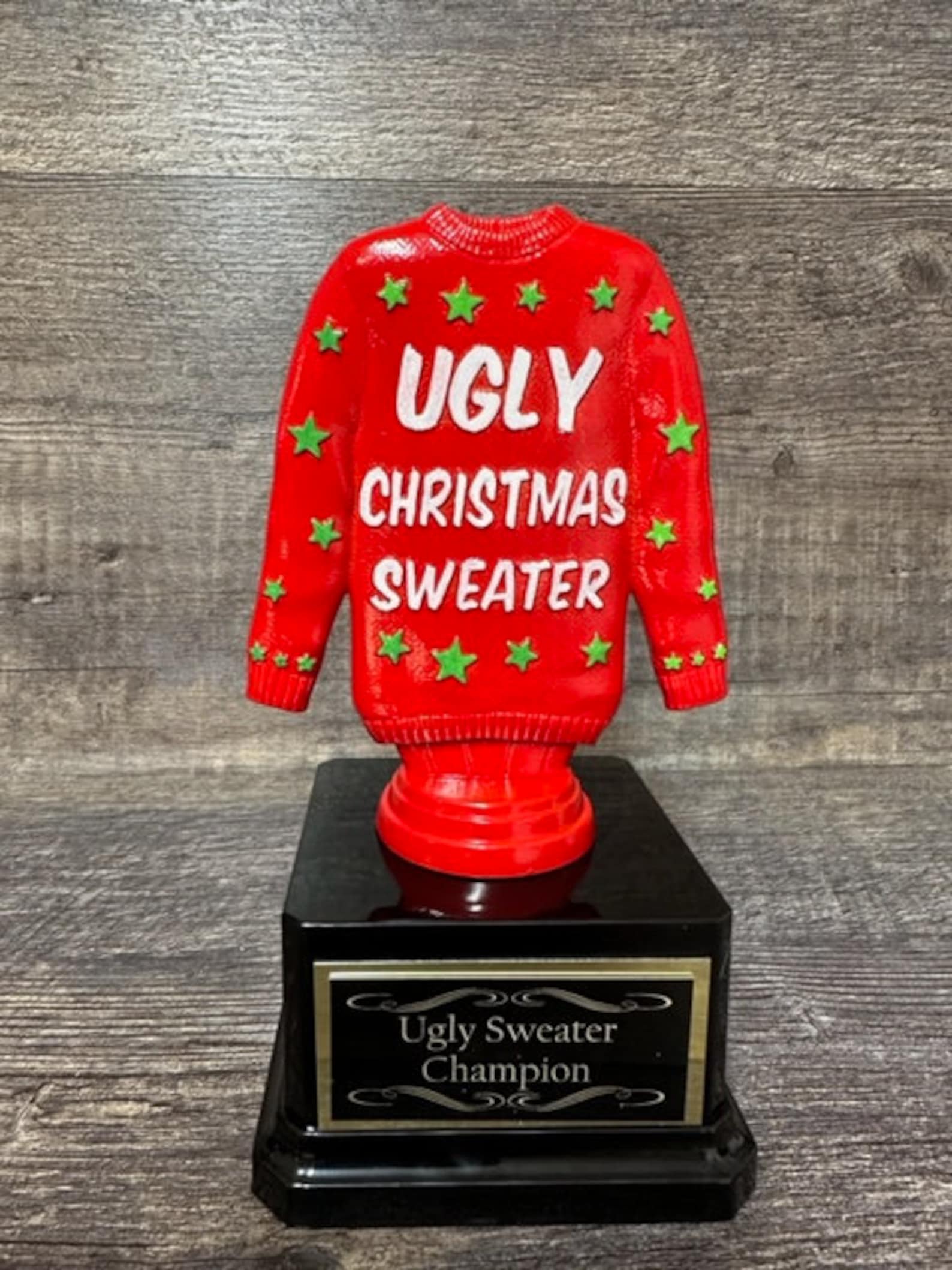 Ugly Sweater Trophy Contest HAND PAINTED & Double Sided Sweater Trophy ...