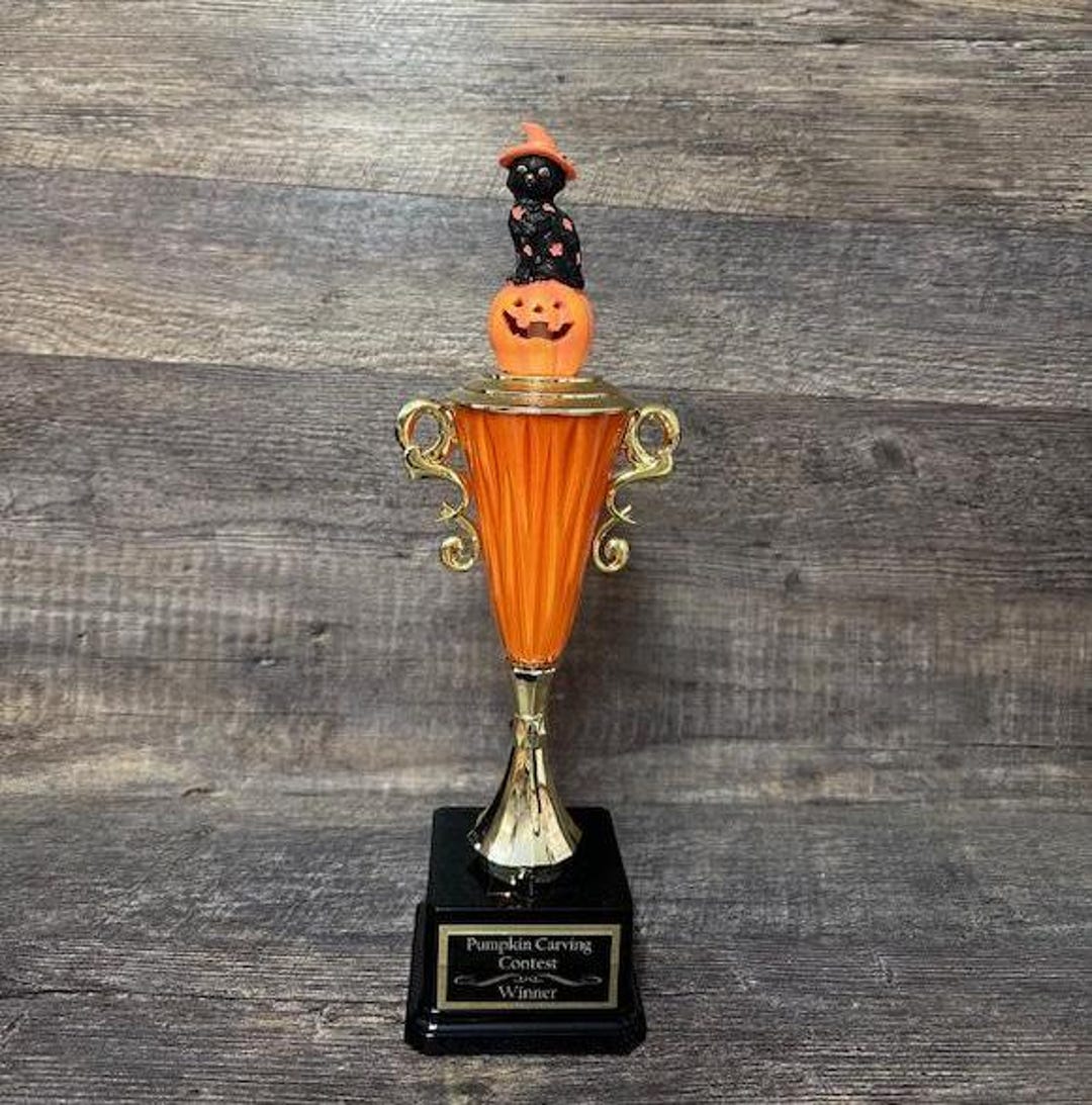 Halloween Trophy Pumpkin Trophy Black Cat READY TO SHIP Pumpkin Carving ...