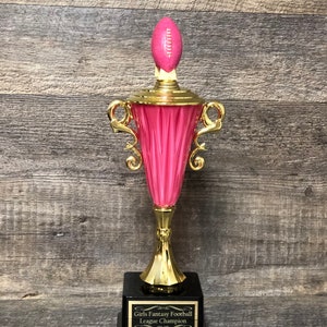 GIRLS Fantasy Football Trophy Pink Cup & Football FFL Woman's League ...