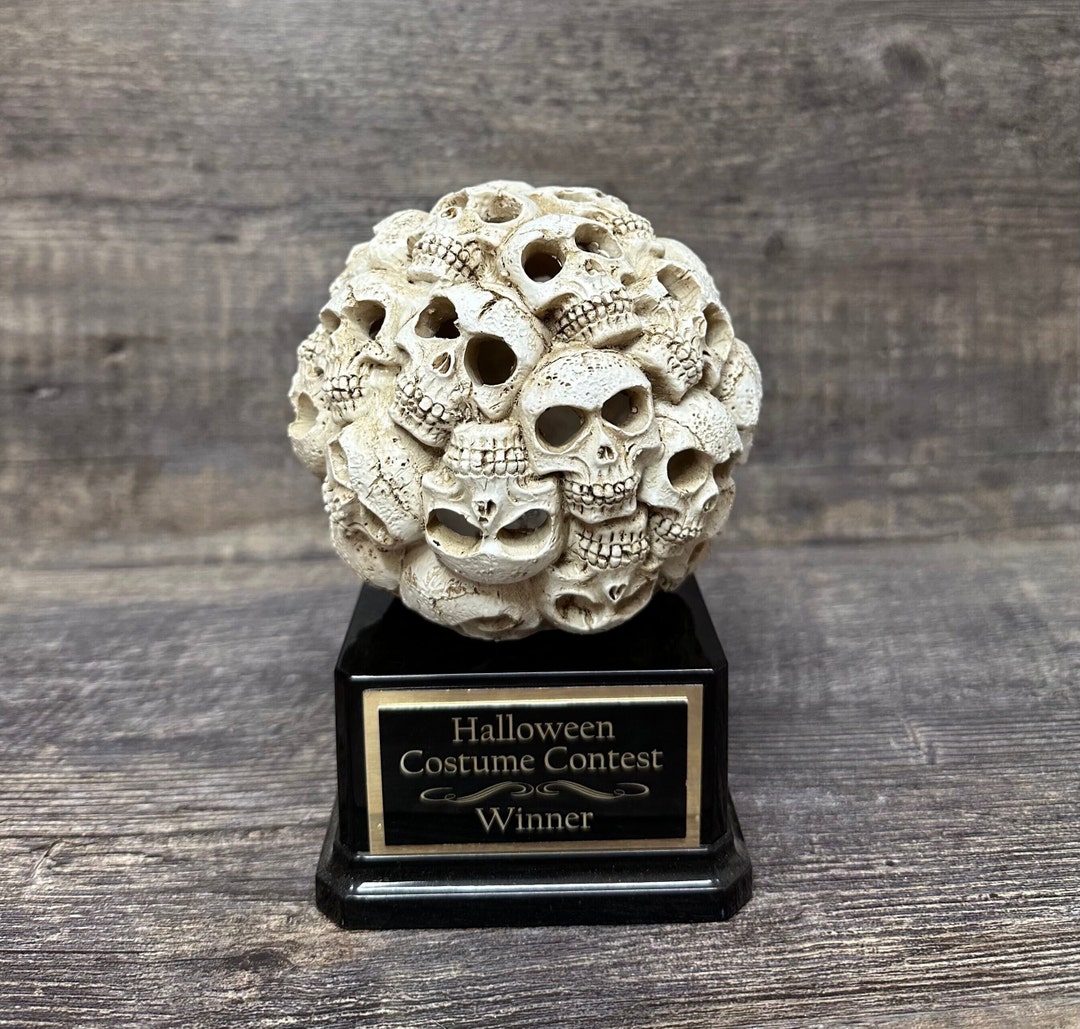 Halloween Trophy Skeleton Skull Ball READY TO SHIP Scariest Costume ...