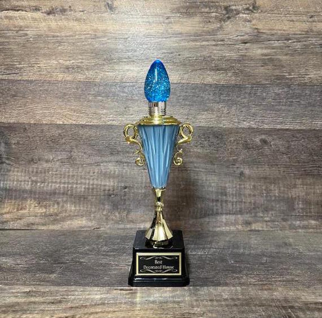 Christmas Trophy LIGHT UP Christmas Ornament BLUE Bulb Trophy Best ...