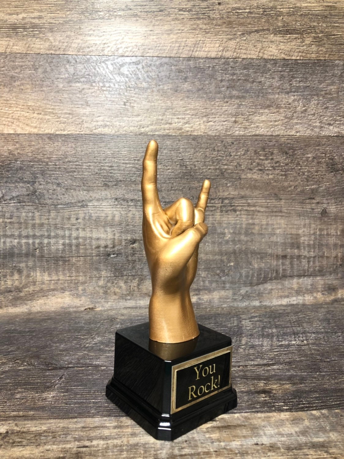 YOU ROCK Rock Star Award Rock on Hand Trophy Funny Trophy - Etsy