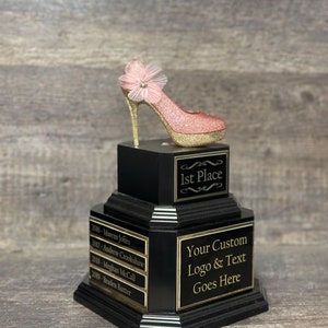 Girls Fantasy Football Perpetual Trophy W/ Pink & Gold Glittered High ...