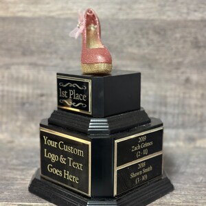 Girls Fantasy Football Perpetual Trophy W/ Pink & Gold Glittered High ...