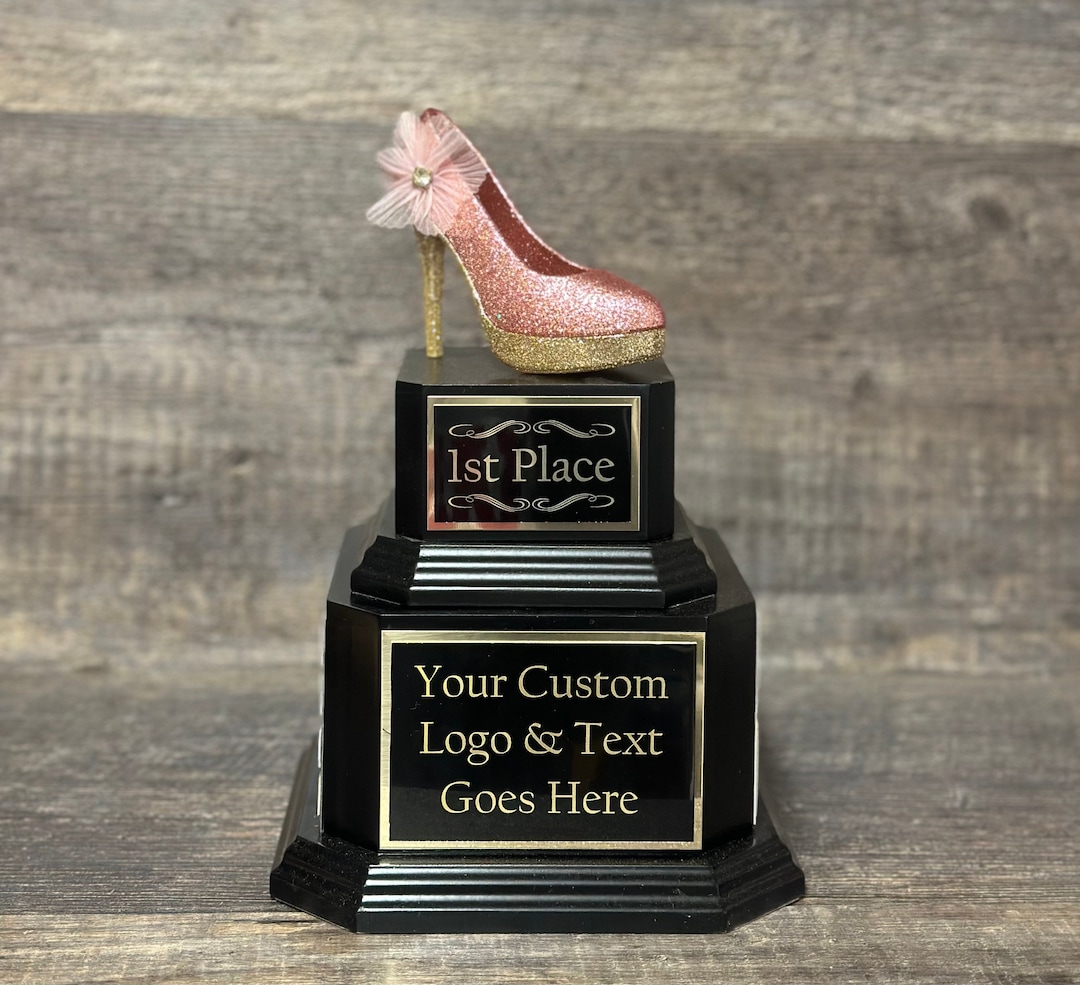 Girls Fantasy Football Perpetual Trophy W/ Pink & Gold Glittered High ...
