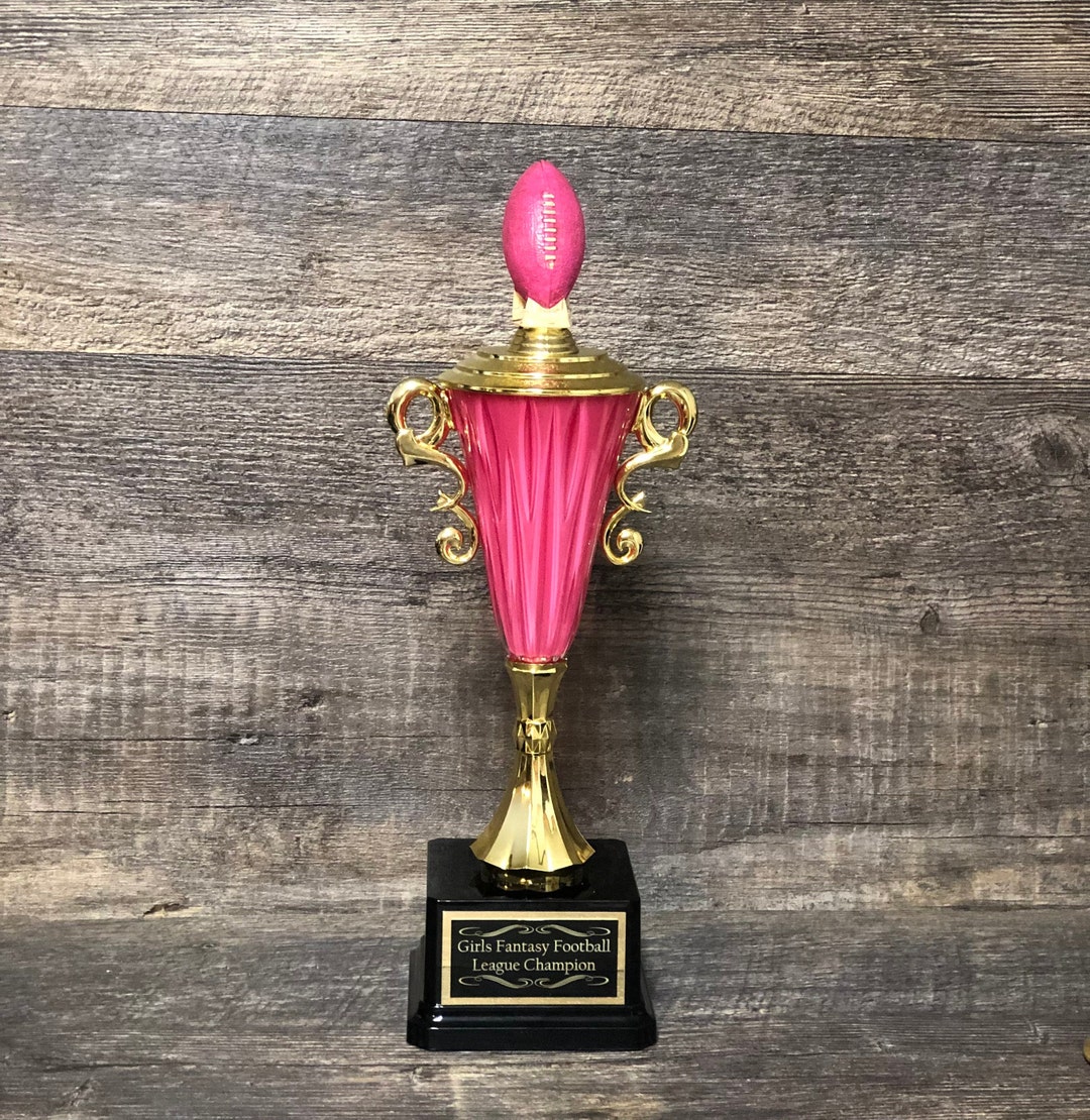 GIRLS Fantasy Football Trophy Pink Cup & Football FFL Woman's League ...