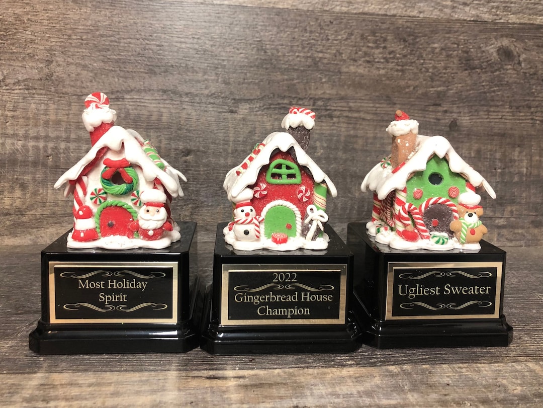 Christmas Trophy Trophies Gingerbread House Trophy Set of 3 Christmas ...