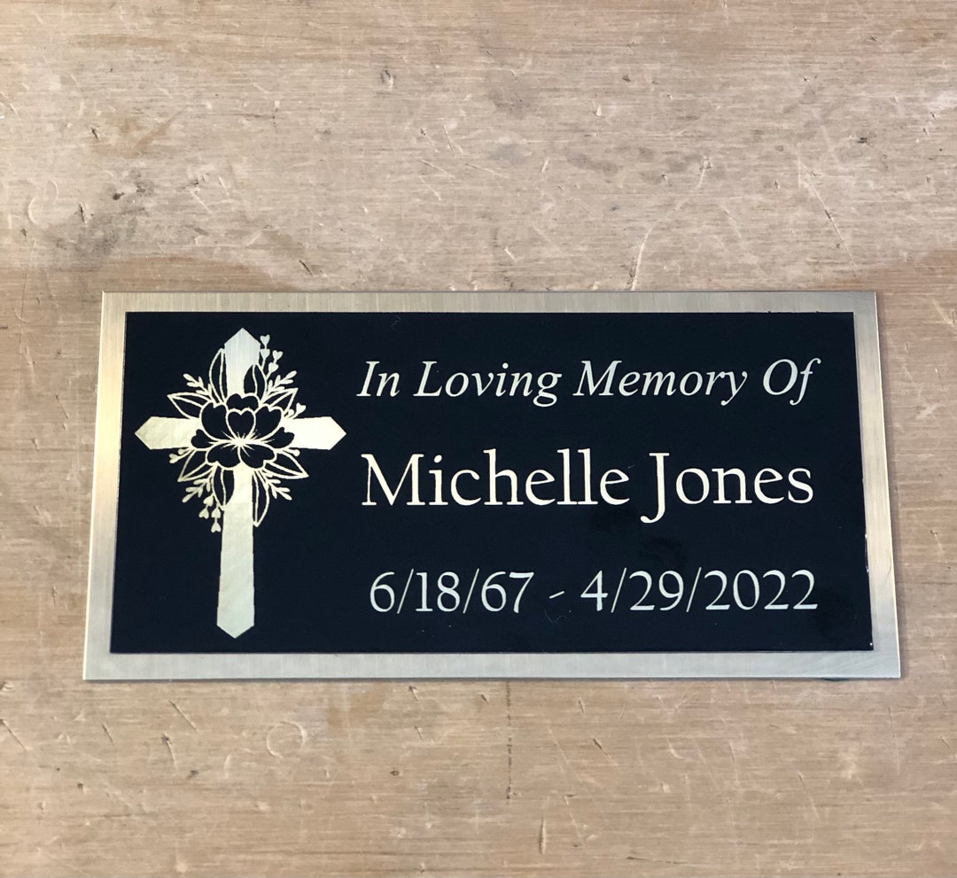 Custom Engraved Name Plate Cremation Urn Fish FLORAL CROSS Memorial Urn ...