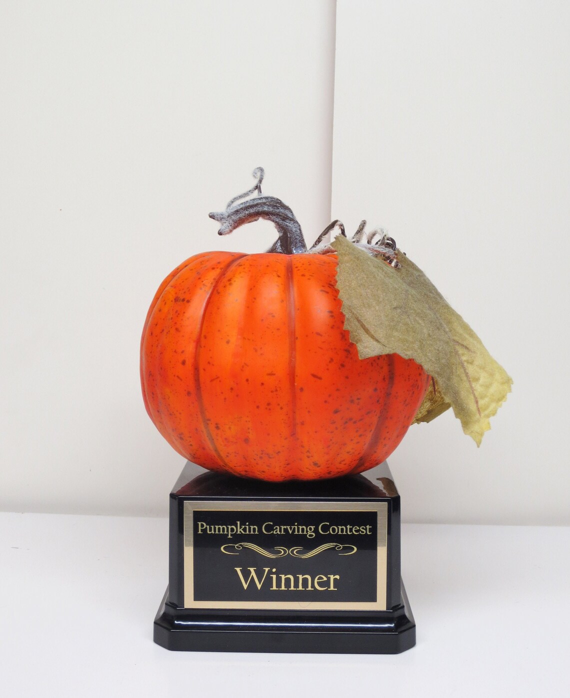 Halloween Trophy Rustic Speckled Pumpkin With Leaves Carving Contest ...