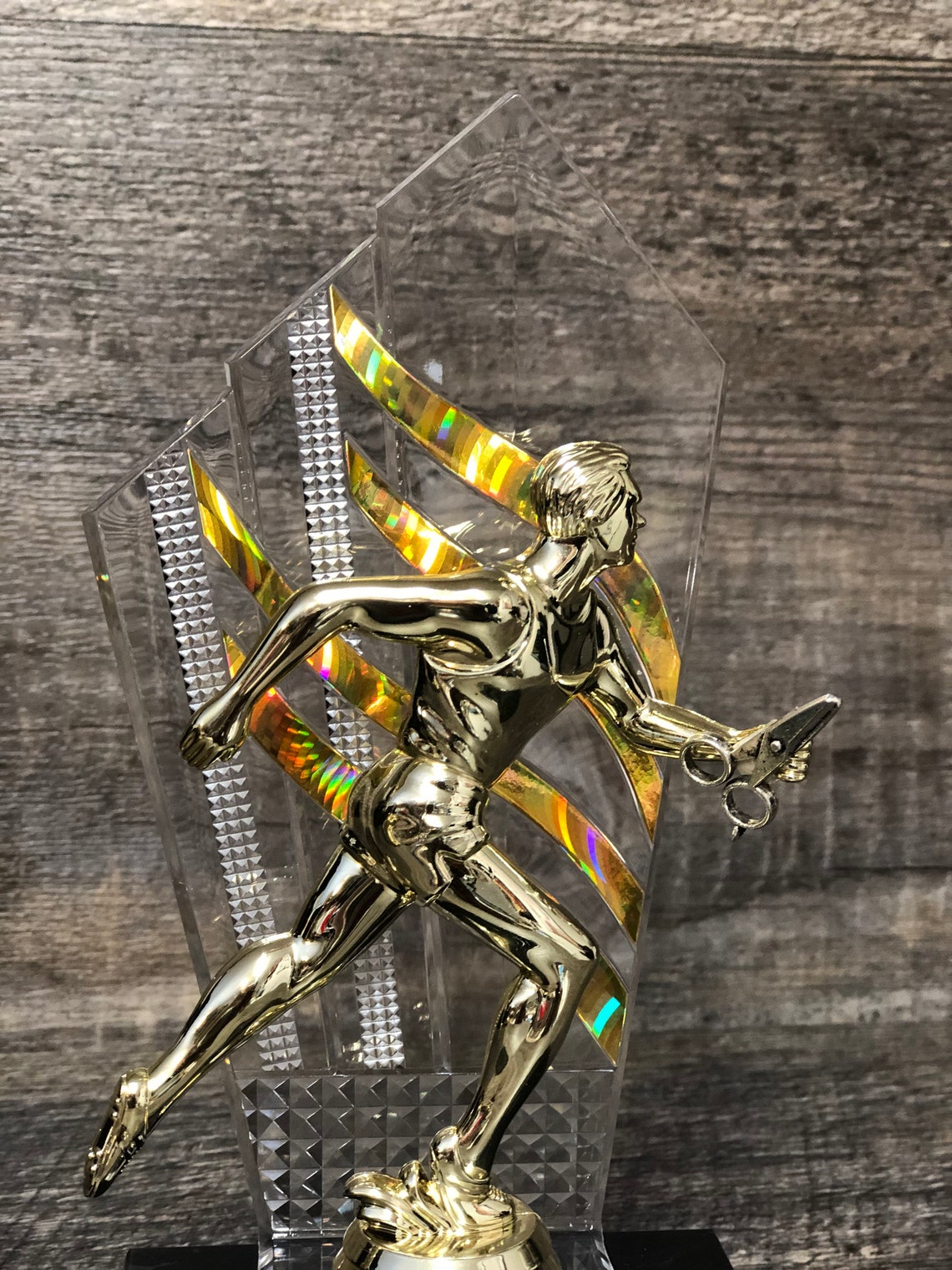 Successfully Runs With Scissors Funny Trophy Gag Gift Runner Jogger ...