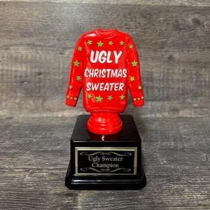 Ugly Sweater Trophy Contest HAND PAINTED & Double Sided Sweater Trophy ...