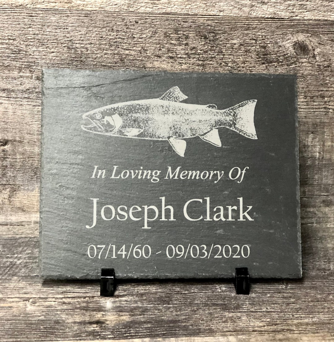 Memorial Stone Memory Stone Slate Remembrance Custom Engraved FISHING ...