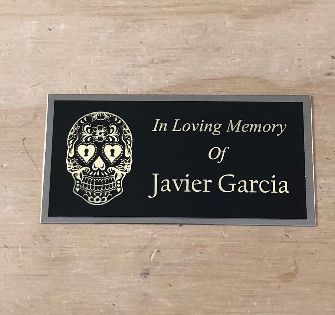 Memorial Urn Plaque Custom Engraved Name Plate Sugar Skull in Loving ...