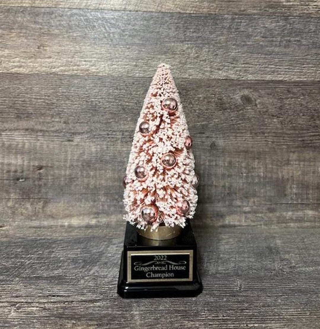 Best Decorated Tree Trophy Holiday Lights Pink Bottle Brush Tree ...