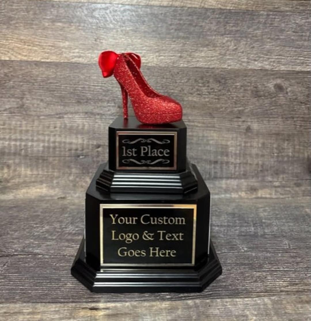 Girls Fantasy Football Perpetual Trophy W/ RED Glittered High Heel FFL ...