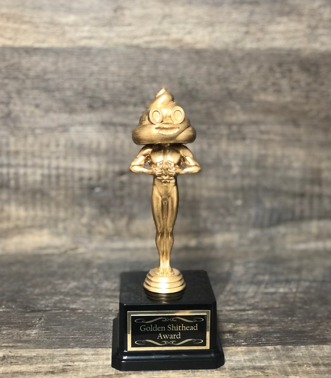 Funny Trophy Golden Shit Head Poop Head Award Shiniest Turd Fantasy ...