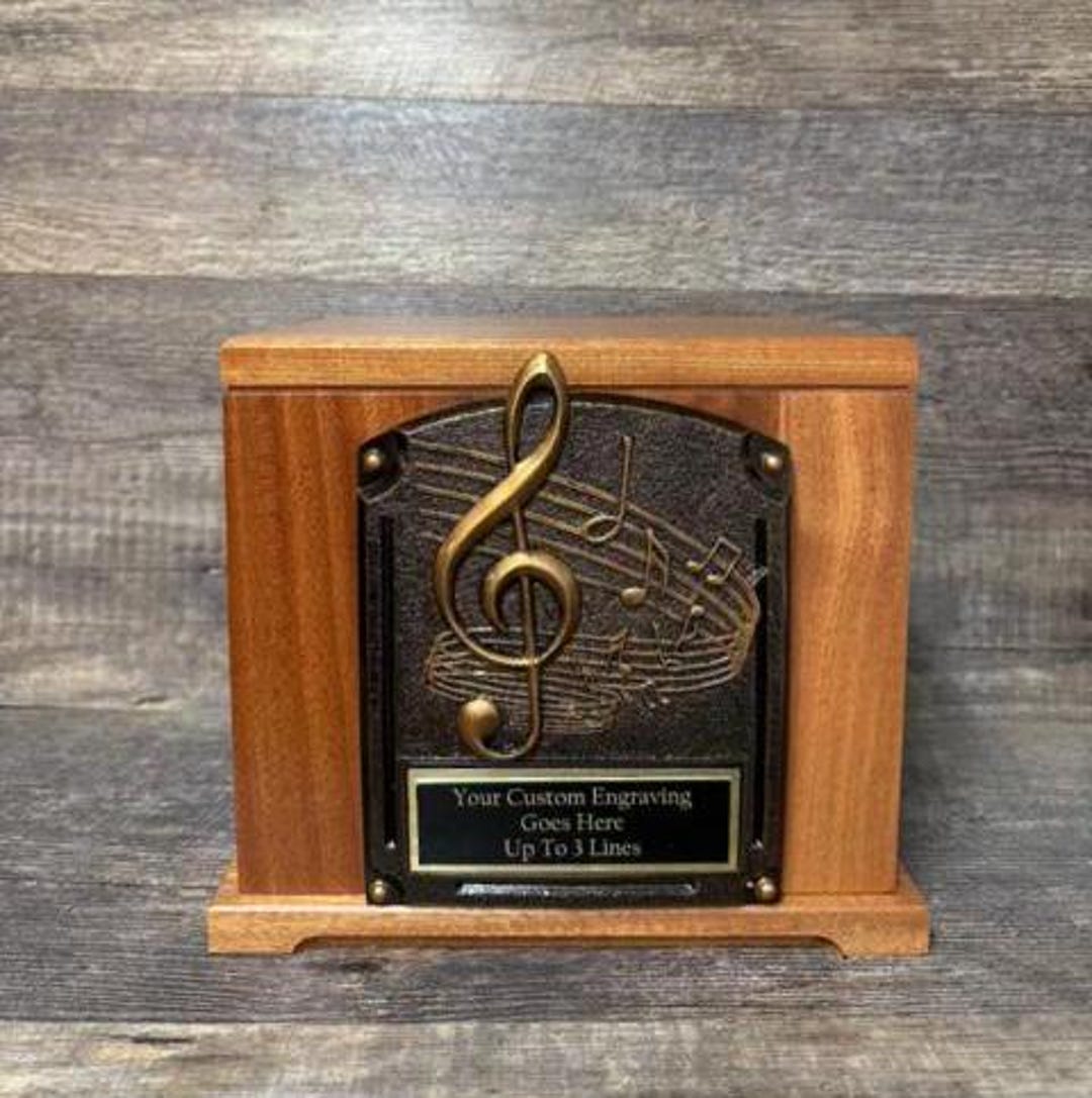 Music Lover MAHOGANY Urn Memorial Urn Funeral Cremation Urn Music Notes ...