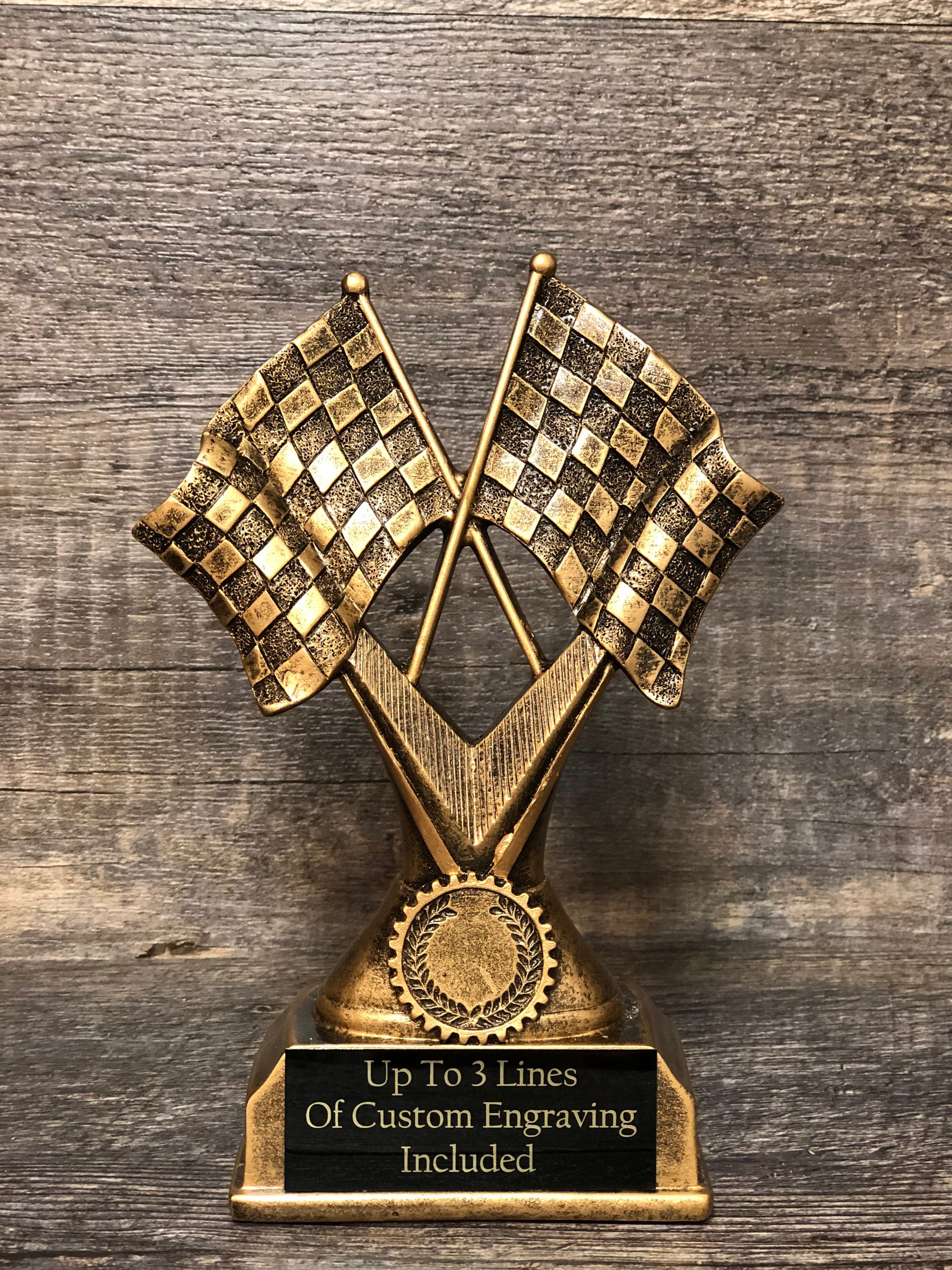 Checkered Flag Racing Trophy Car Show Trophy 7" Race Flag MX Trophy ...