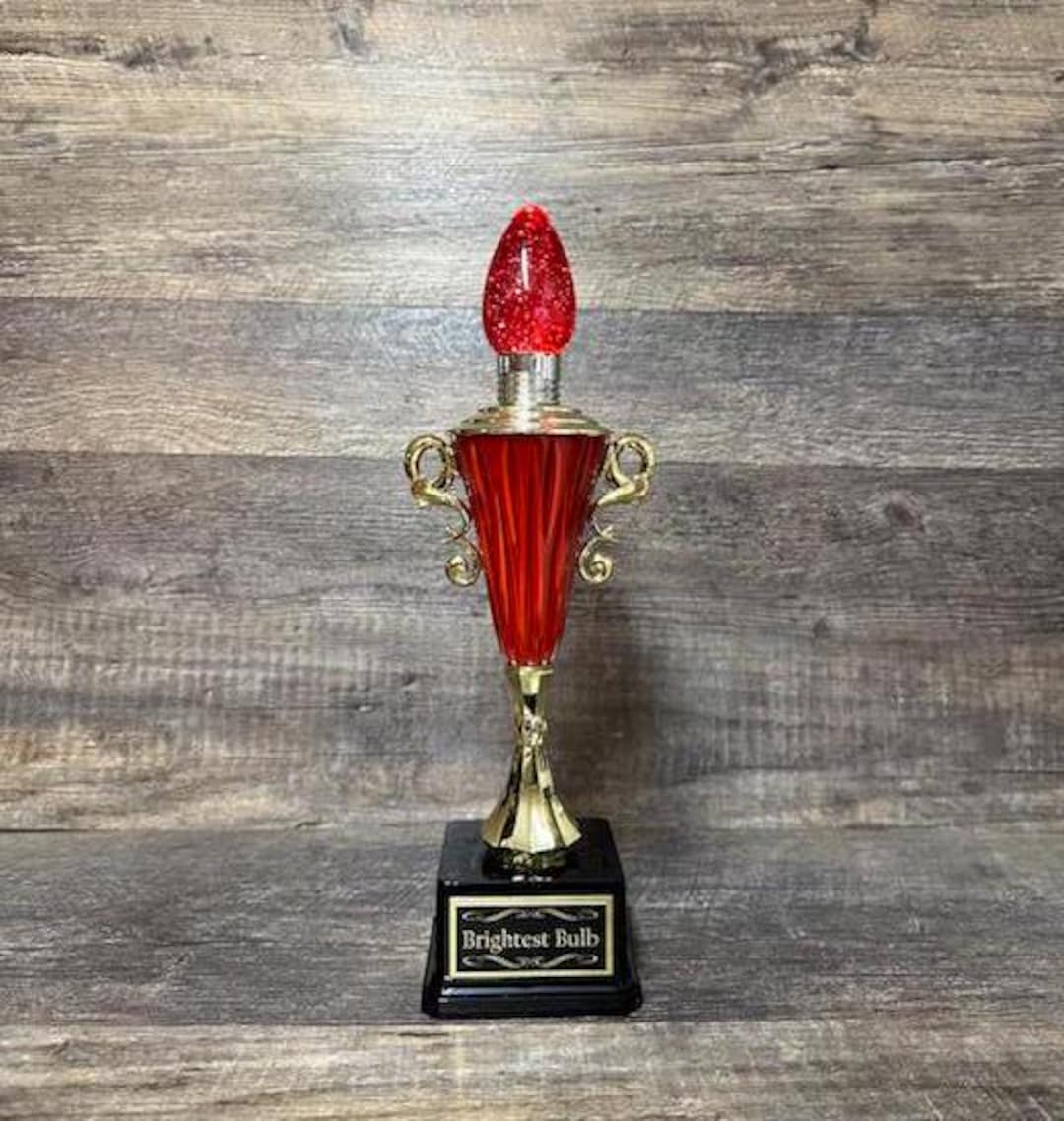 Christmas Trophy LIGHT UP Christmas Ornament RED Bulb Trophy Best ...