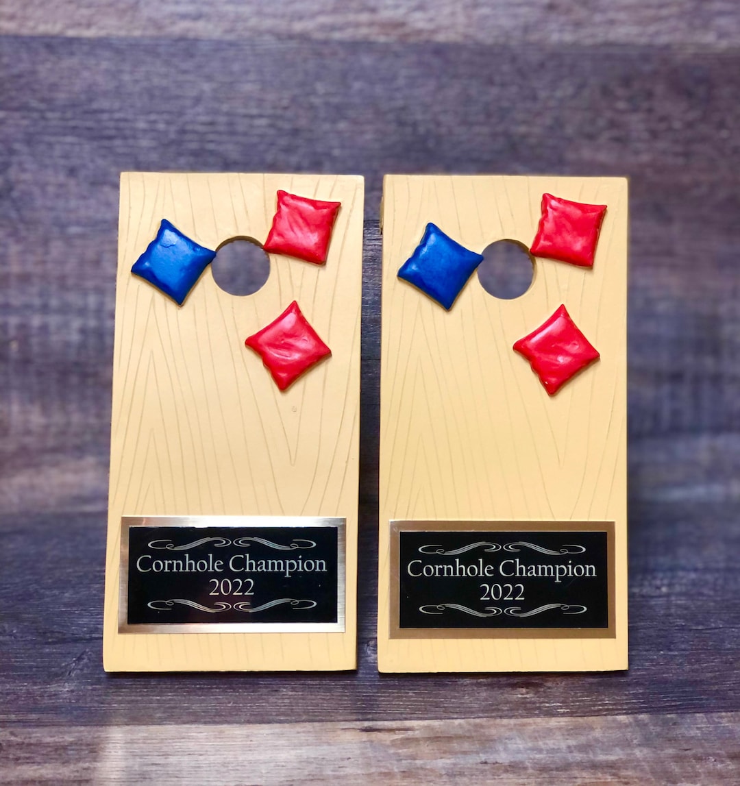 Two Cornhole Trophies Corn Hole Champions Personalized Trophy Bean Bag ...