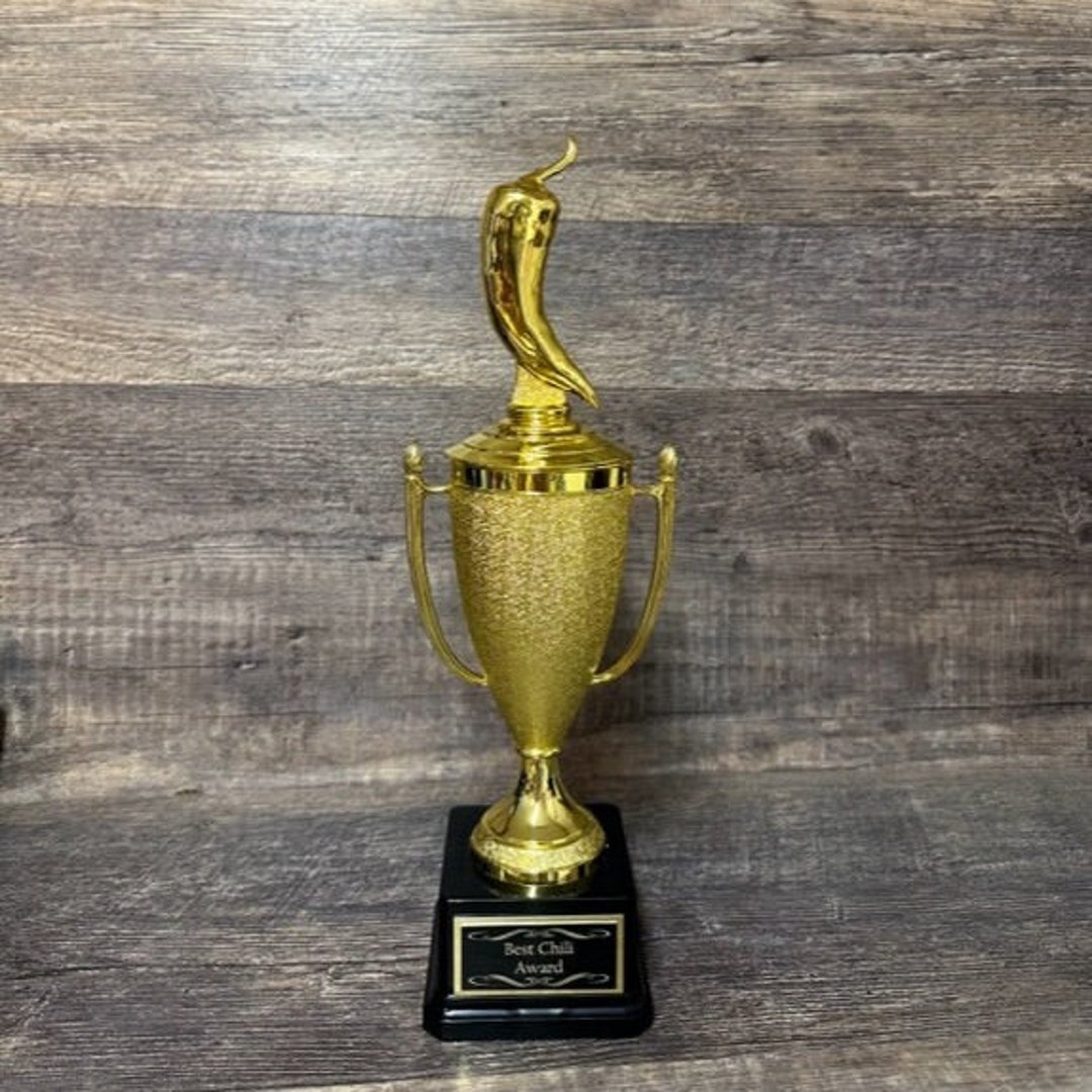 Chili Cook off Trophy Chili Competition Champion Golden Chili Award Hot ...