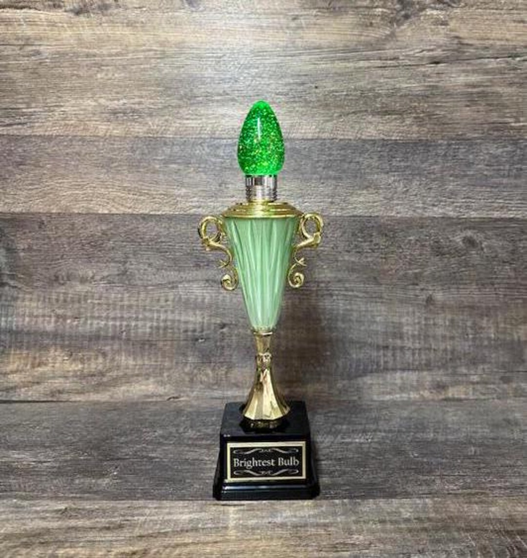 Christmas Trophy LIGHT UP Christmas Ornament GREEN Bulb Trophy Best ...