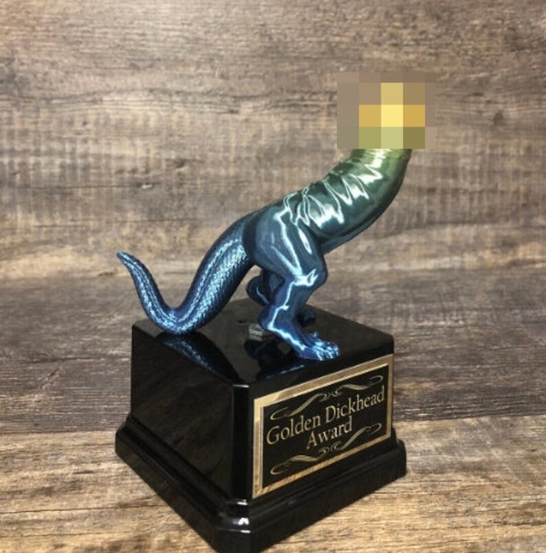 Golden Dickhead Dickasaurus Fantasy Football LOSER Funny Dick Trophy ...