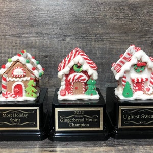 Gingerbread House Trophy Set of 3 Christmas Cookie Decorating Champion ...