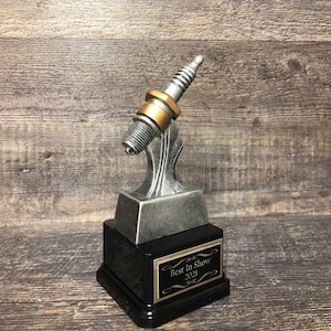 Car Show Trophy Racing Trophy 8" Spark Plug Hot Rod Trophy Silver Spark ...