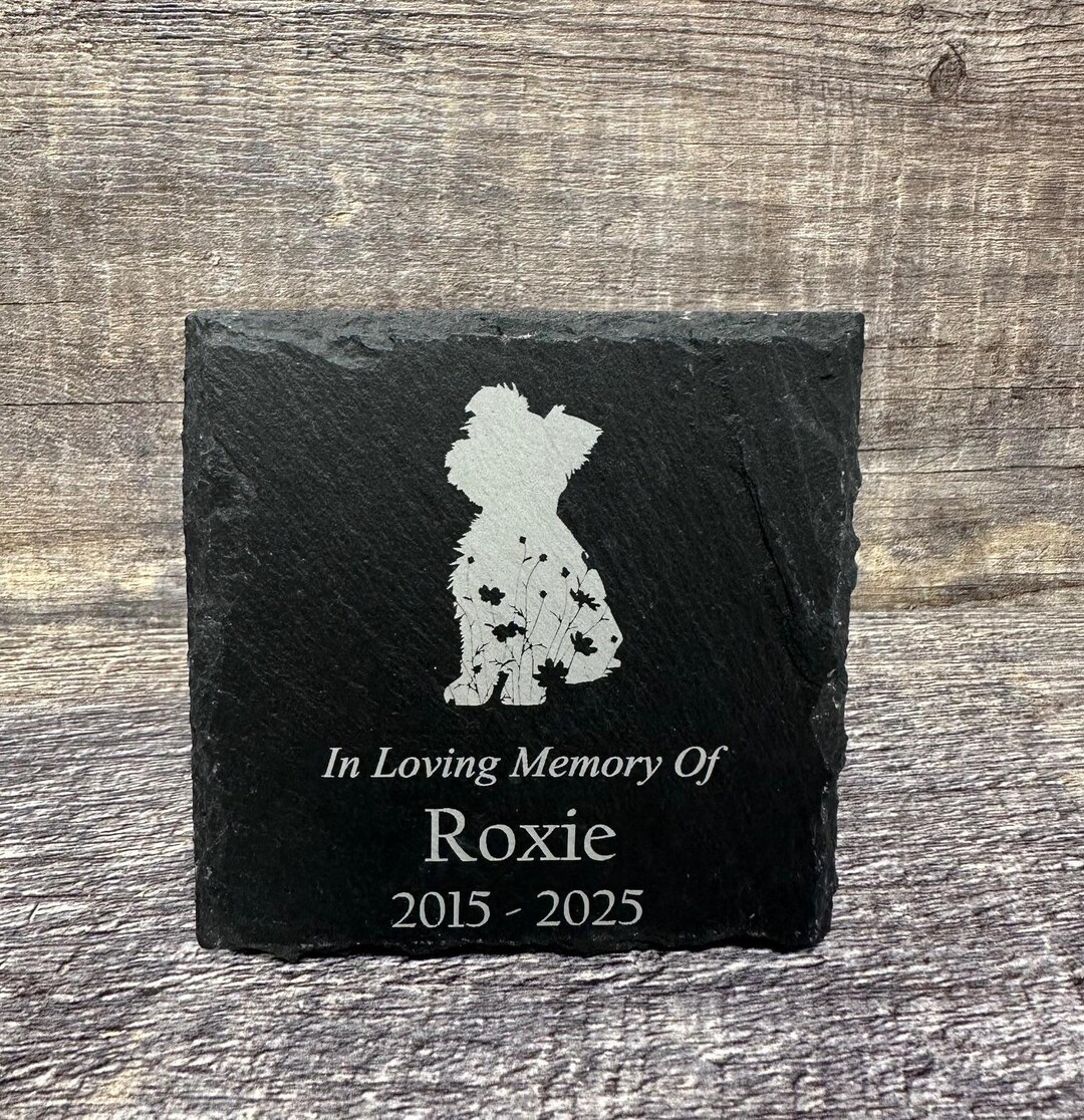 Yorkie Memorial Stone – Custom Engraved Pet Loss Slate Plaque | Dog ...