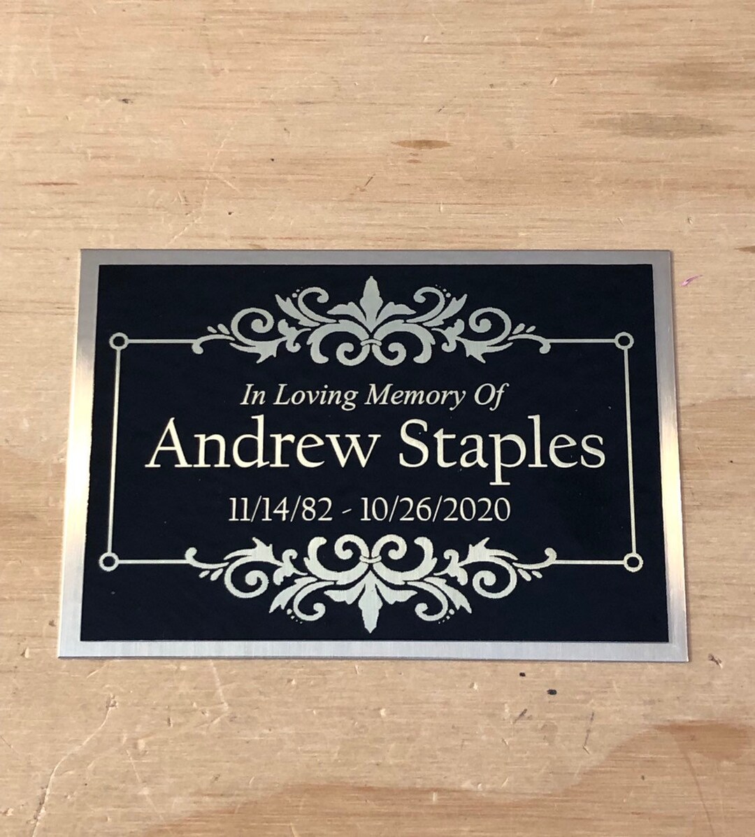 Custom Engraved Name Plate Cremation Urn ORNATE FRAME Memorial Urn Tag ...