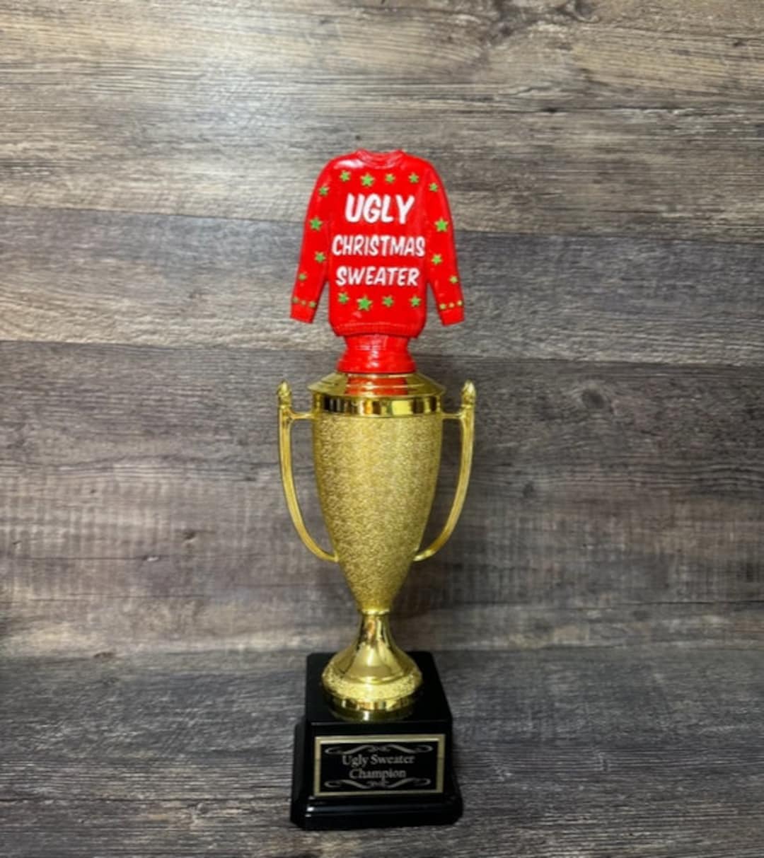 Ugly Sweater Trophy Contest HAND PAINTED & Double Sided Sweater Trophy ...