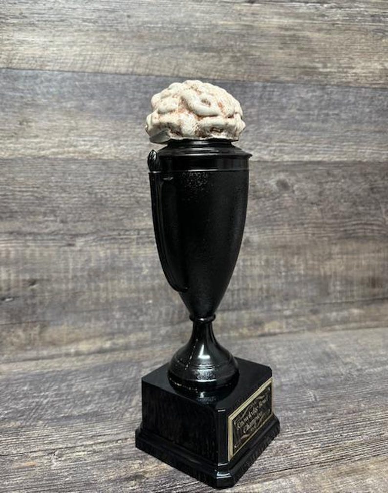 Funny Trivia Night Trophy Knowledge Bowl Brain Family Game Night Trophy ...