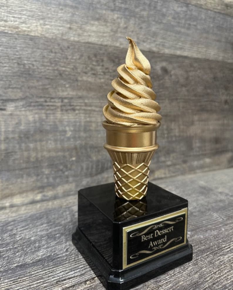 Golden Ice Cream Cone Trophy Best Dessert Trophy Competition Trophy ...